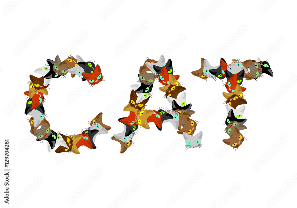 Cat sign text. Letters of cats. Pet font. home Animals typograph Stock ...