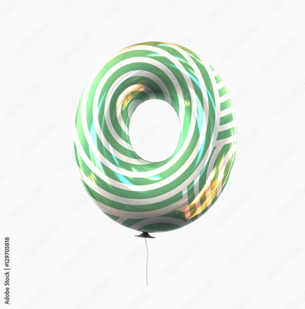 Letter O. Colorful Balloon font isolated on White Background. 3D ...