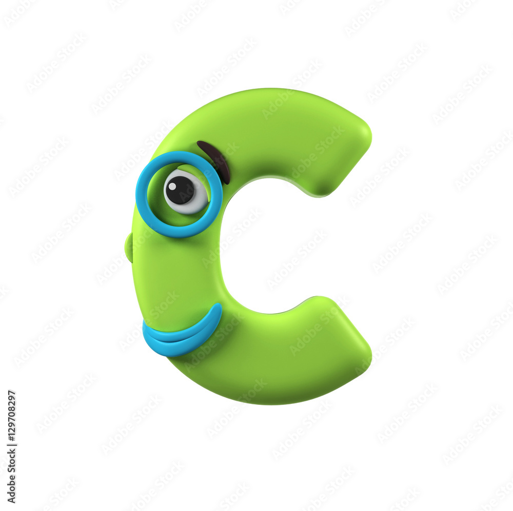 Colorful Comic alphabet character. Letter C isolated on white ...
