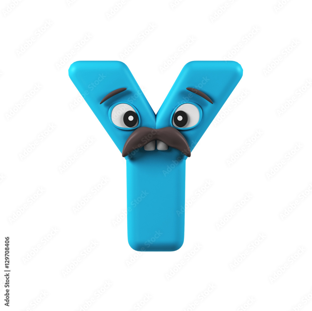 Colorful Comic alphabet character. Letter Y isolated on white ...