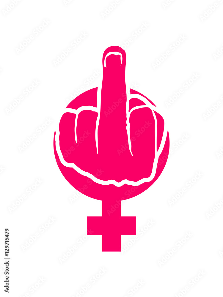 Female Venus Woman Girl Girl Show Gloves Stinkefinger Middle Finger Symbol Fuck You Off Logo