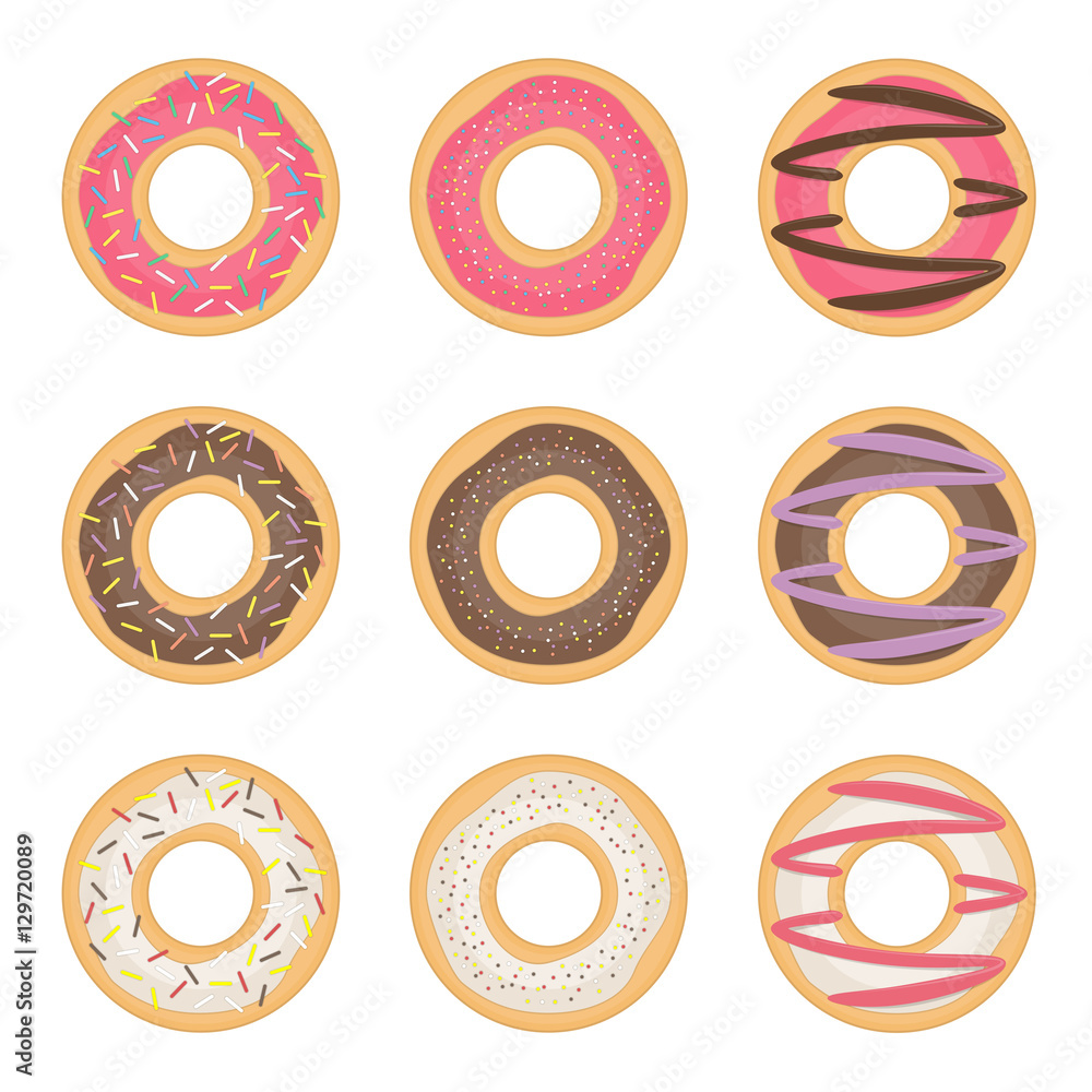 Donut vector set. Stock Vector | Adobe Stock
