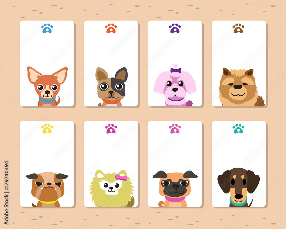 Cartoon dogs card template set Stock Vector | Adobe Stock