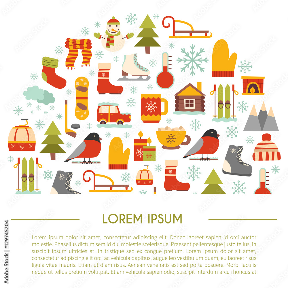 Vector winter cartoon background Stock Vector | Adobe Stock