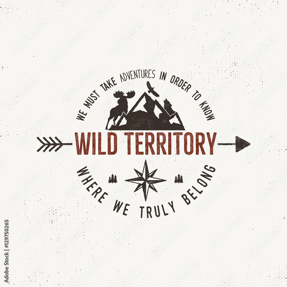 Vintage wild emblem. Retro illustration of wilderness emblem ...