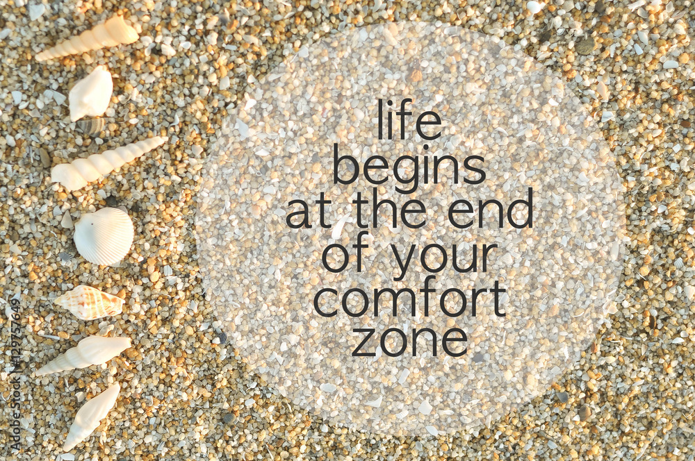 Inspirational motivating quote on sand with seashell at the beach. life ...