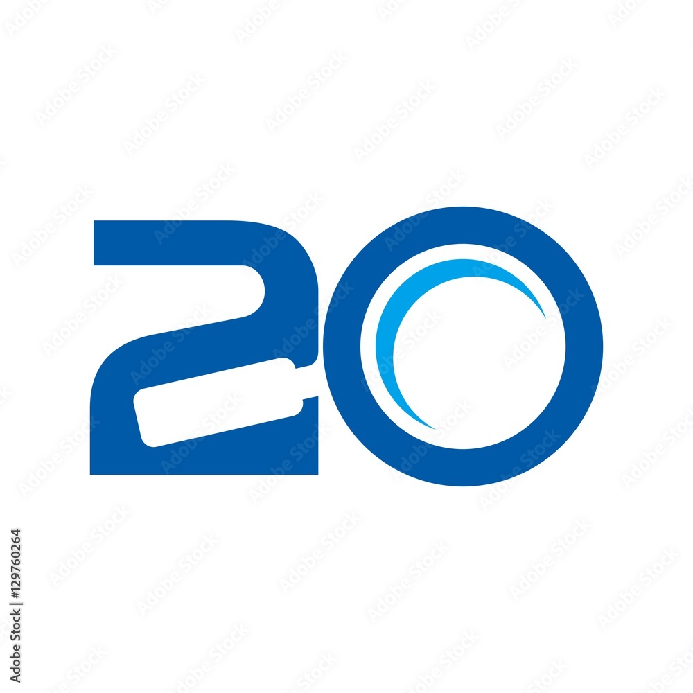 20 logo. magnifying glass logo. magnifier icon template. Stock Vector ...