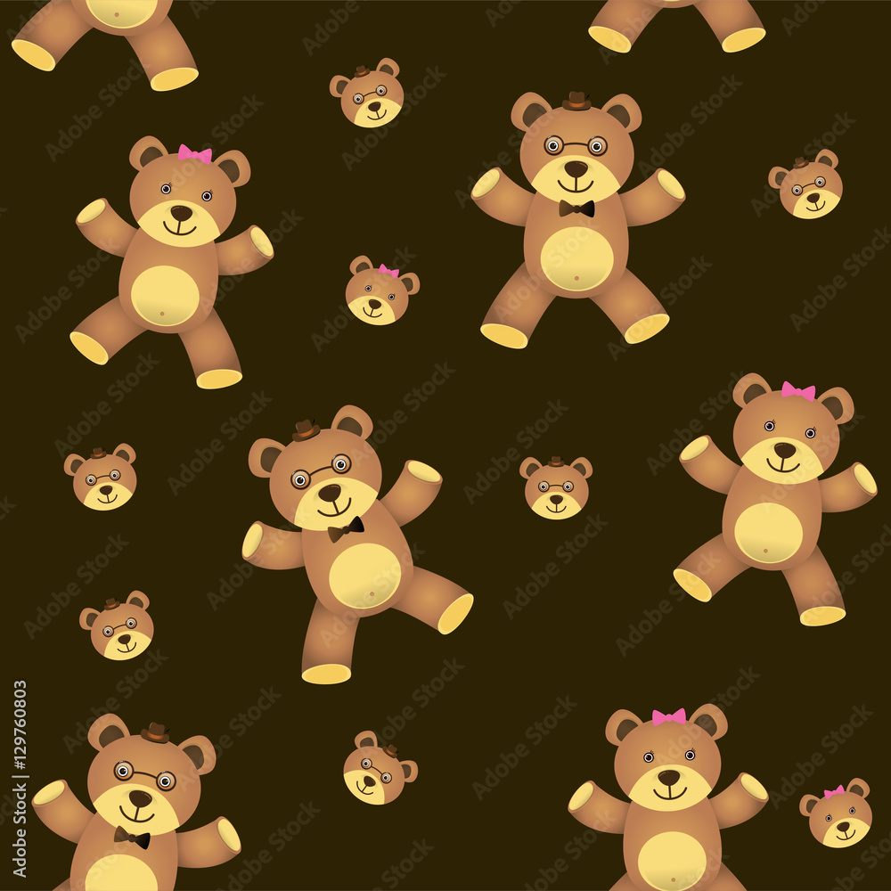 teddy bear seamless background Stock Vector | Adobe Stock