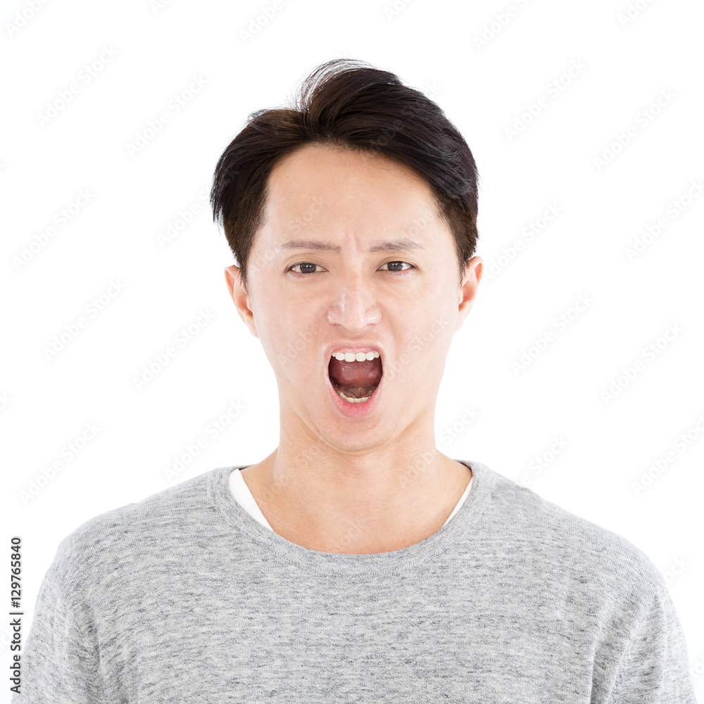 angry asian young casual man portrait Stock Photo | Adobe Stock