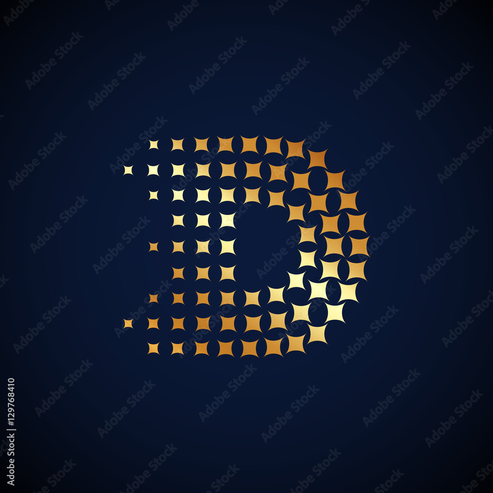 Blue Sparkly Letter D