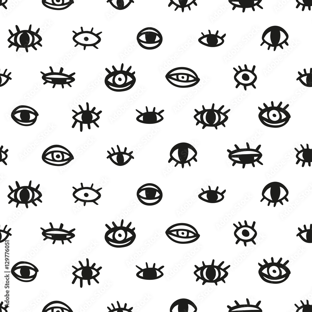 Eyes Drawing Seamless Pattern Background Stock Vector | Adobe Stock