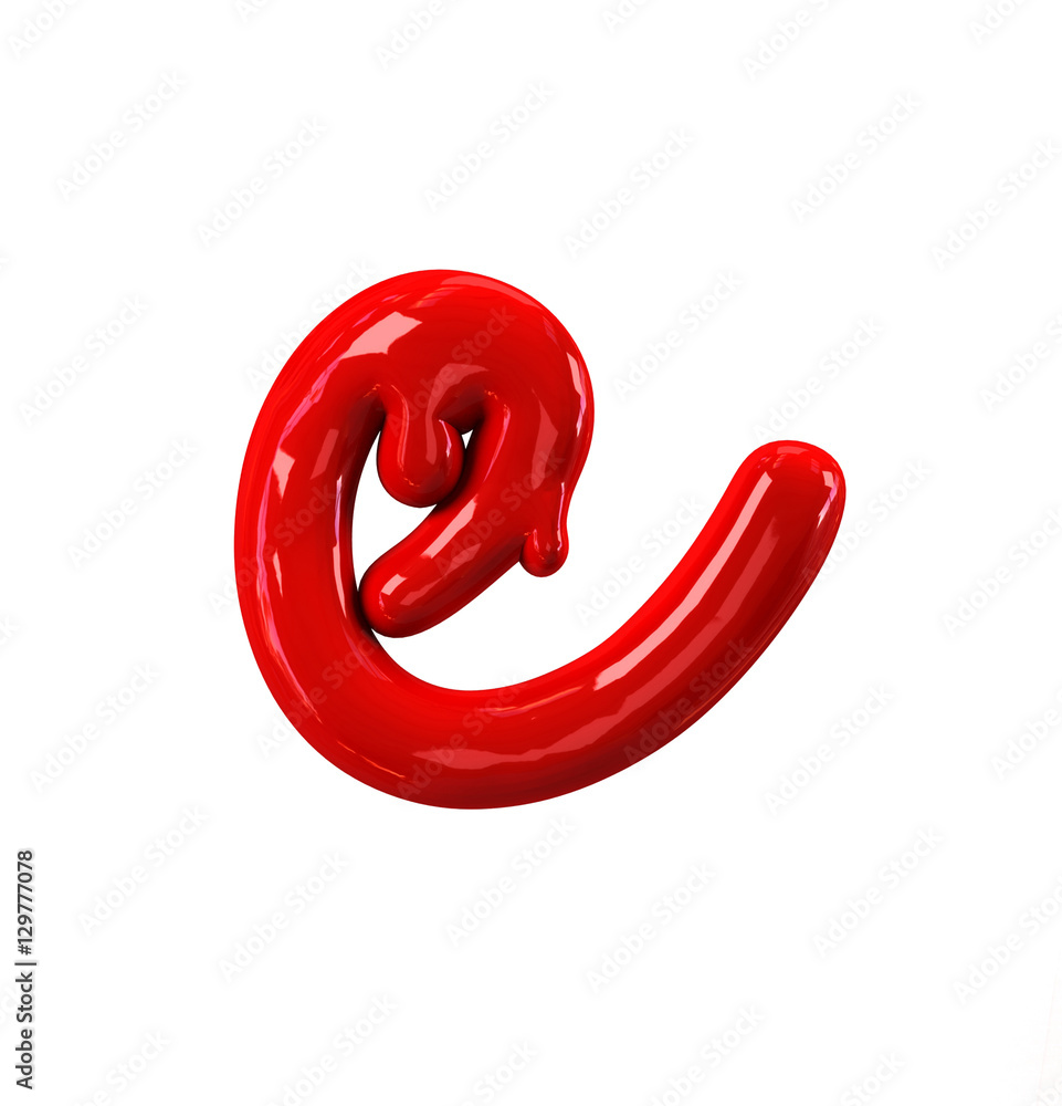 Leaky red alphabet Isolated on White background. Handwritten Cursive ...