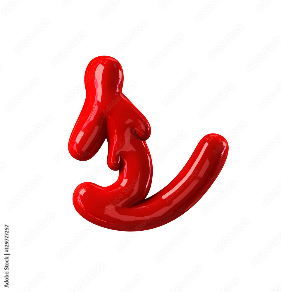 Leaky red alphabet Isolated on White background. Handwritten Cursive ...