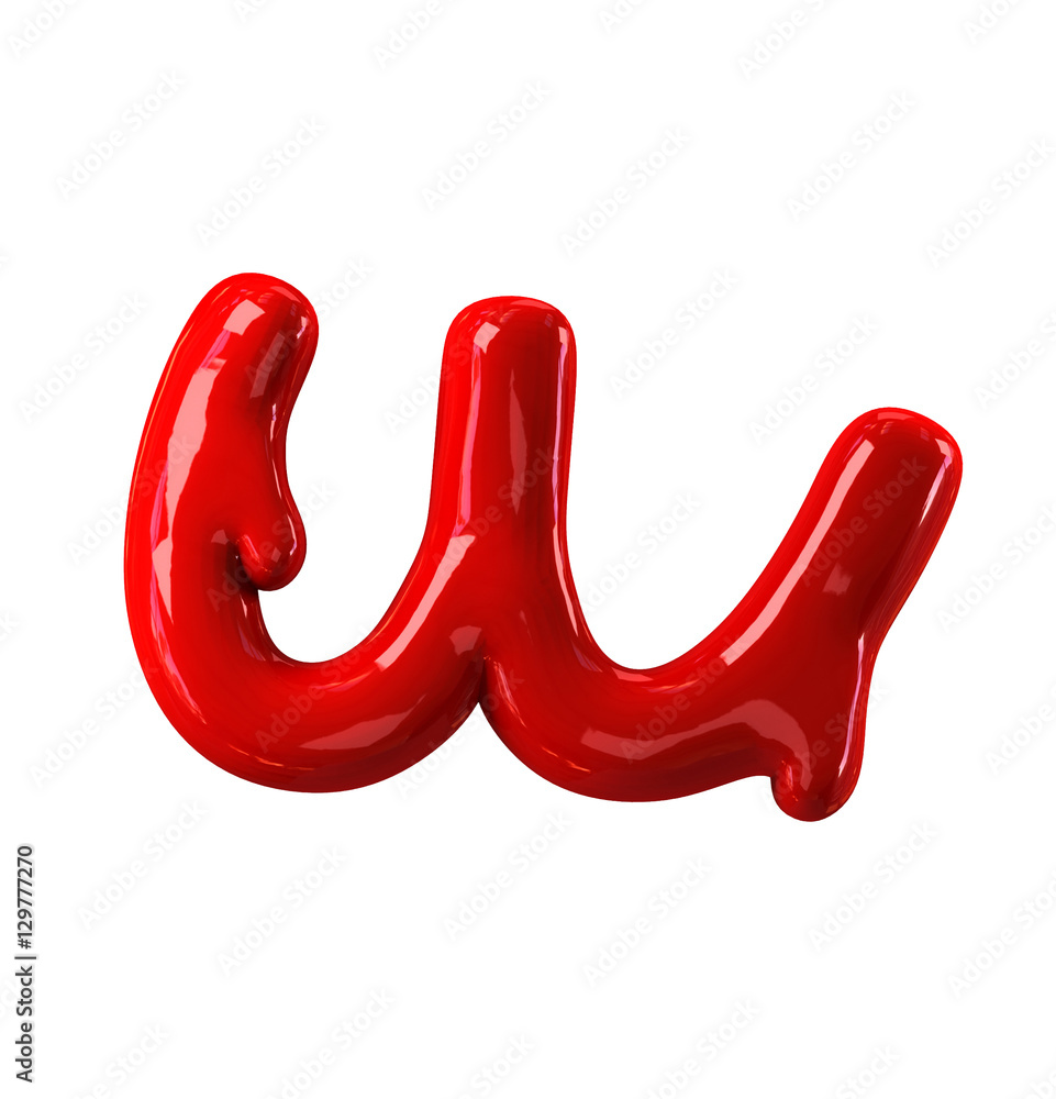 Leaky red alphabet Isolated on White background. Handwritten Cursive ...