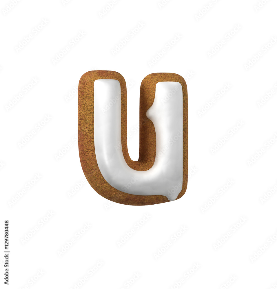 Small Letter U. Gingerbread font. Christmas cookie alphabet concept. 3d ...