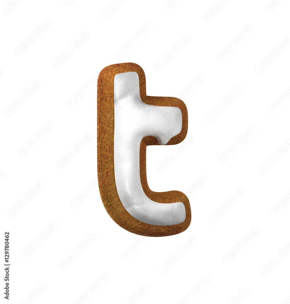 Small Letter T. Gingerbread font. Christmas cookie alphabet concept. 3d ...