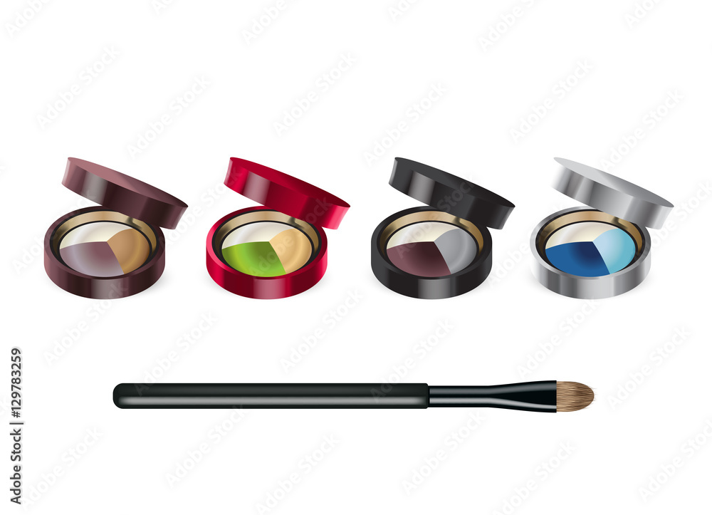 Vector illustration realistic eye shadows and brush Stock Vector ...