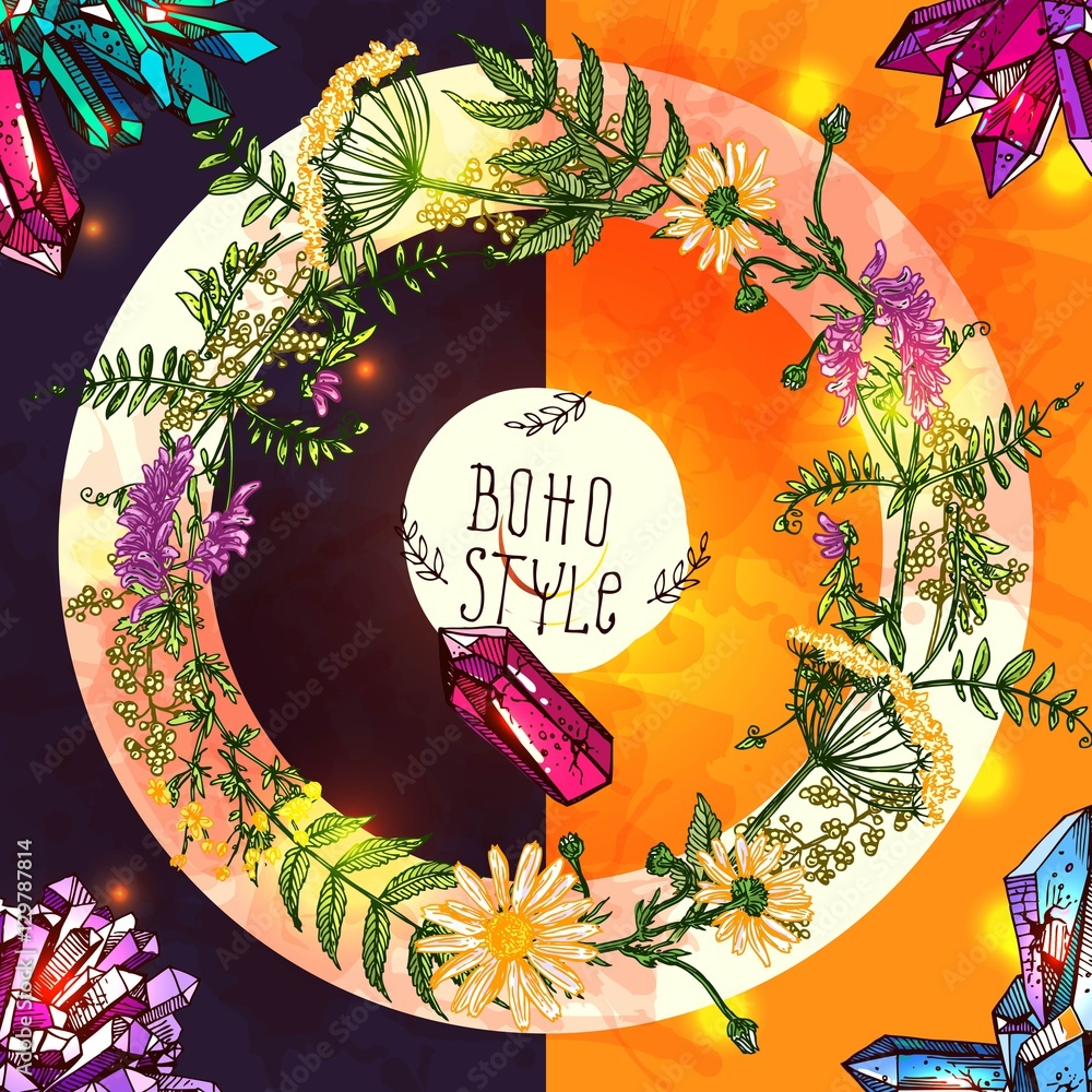 boho style illustration Stock Vector | Adobe Stock