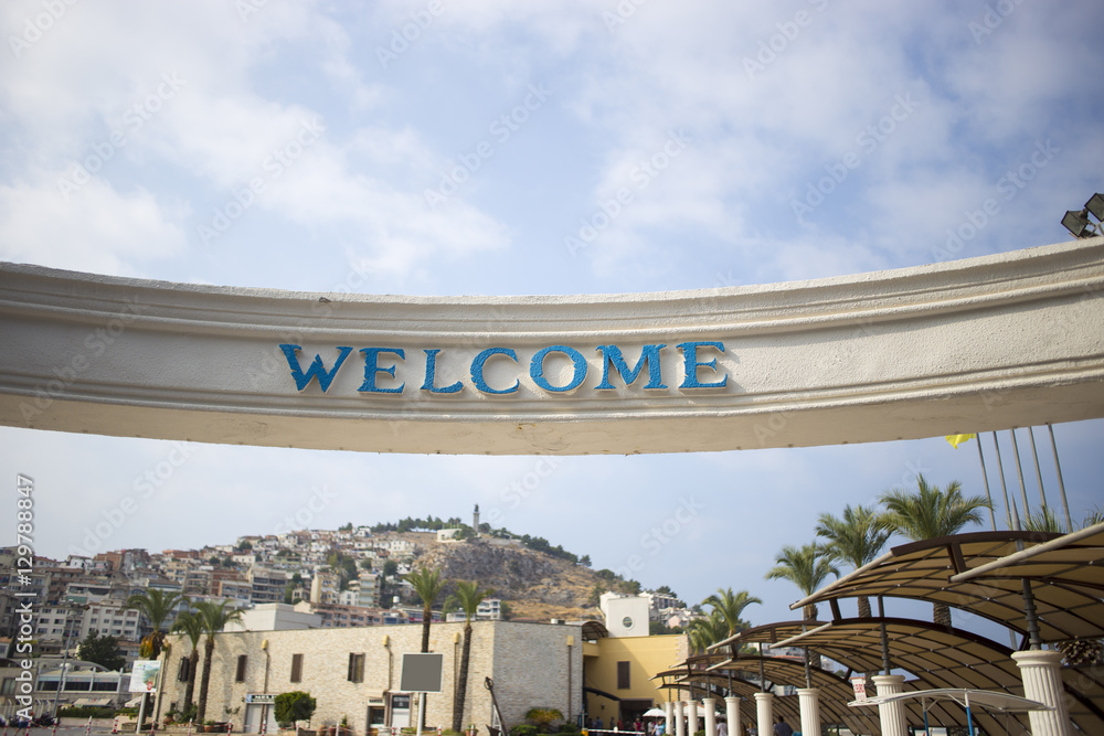 Welcome to the old city road sign Stock Photo | Adobe Stock