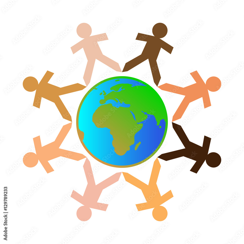 Different People Globe Stock Vector | Adobe Stock