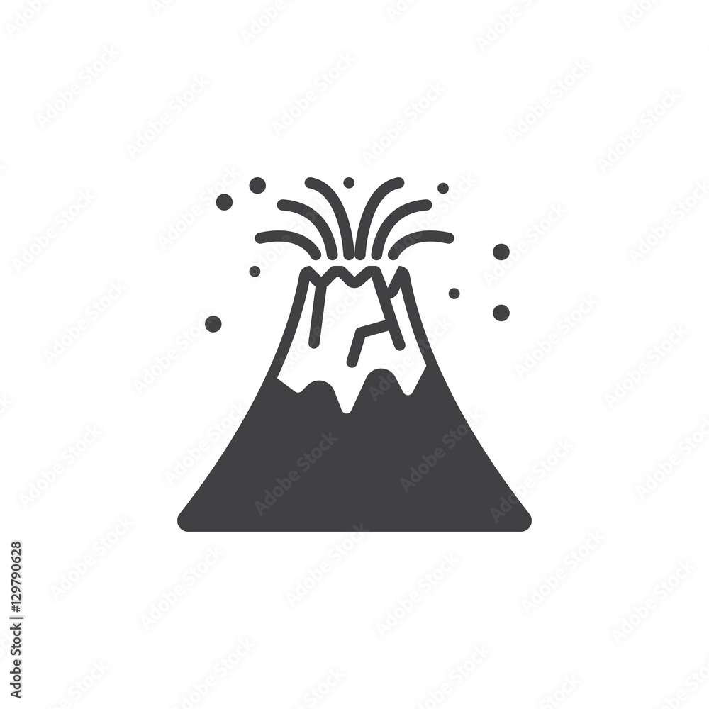 Volcano eruption icon vector, filled flat sign, solid pictogram ...