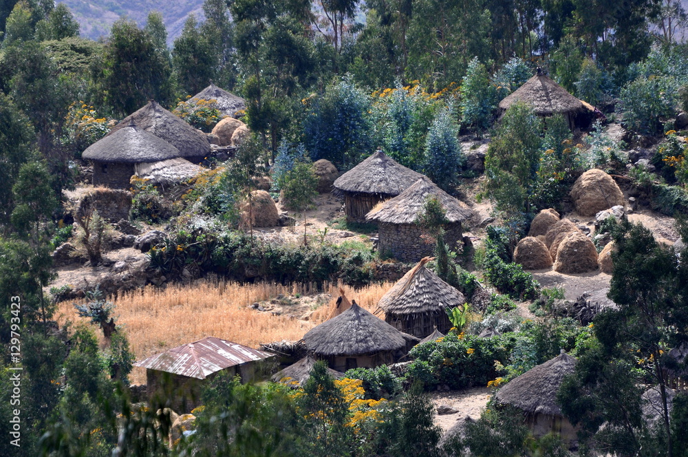 traditional African village in Ethiopia Stock Photo | Adobe Stock
