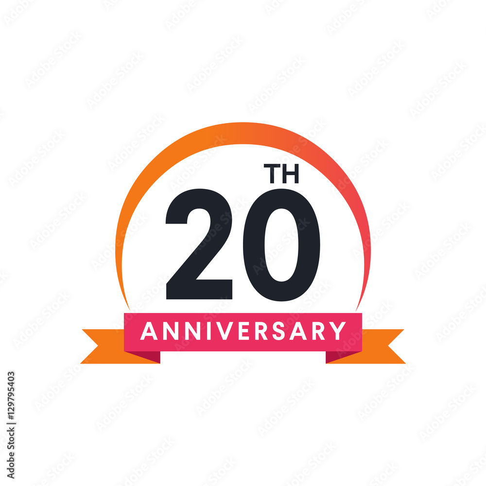 20 Th anniversary ribbon logo with crescent moon shape Stock Vector ...