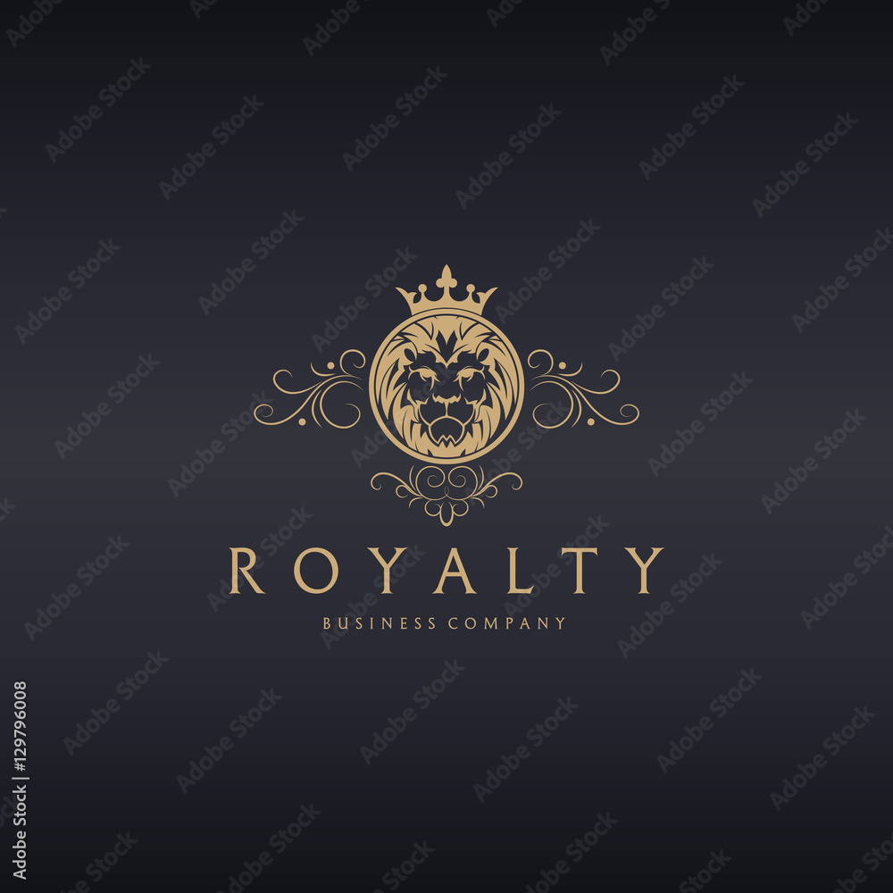 Royalty logo. Lion head illustration Stock Vector | Adobe Stock