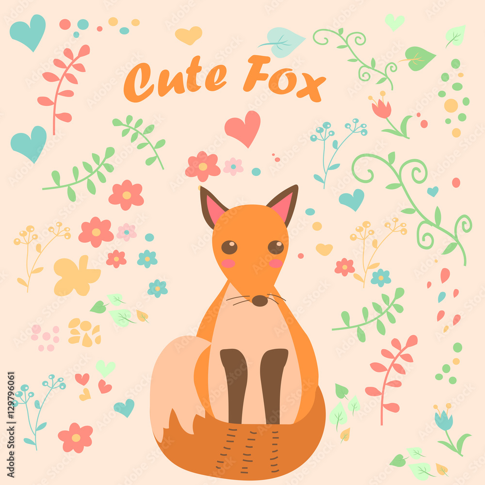 vector illustration of a cute fox Stock Vector | Adobe Stock