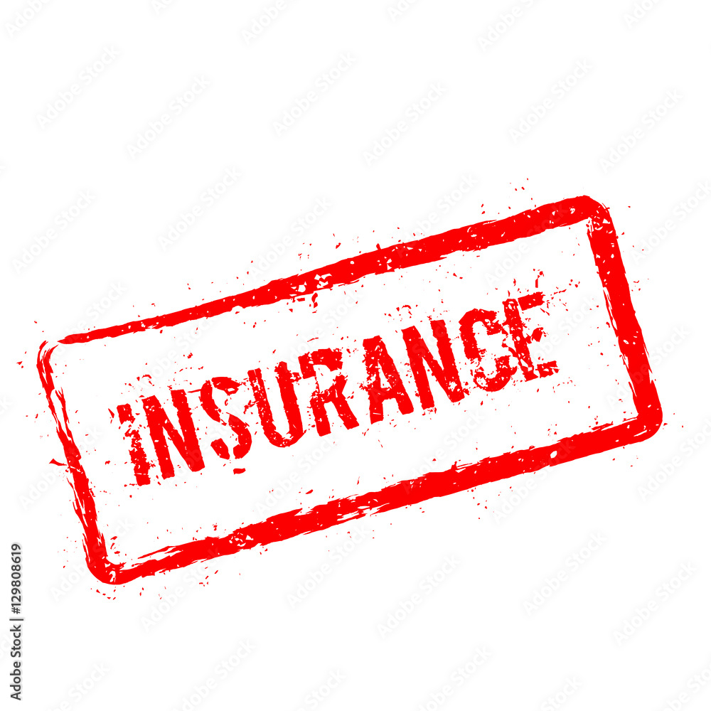 Insurance red rubber stamp isolated on white background. Grunge ...
