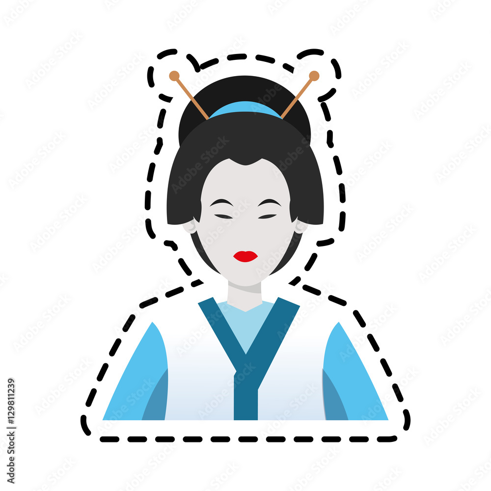 Woman icon. China cultura asia chinese theme. Isolated design. Vector ...