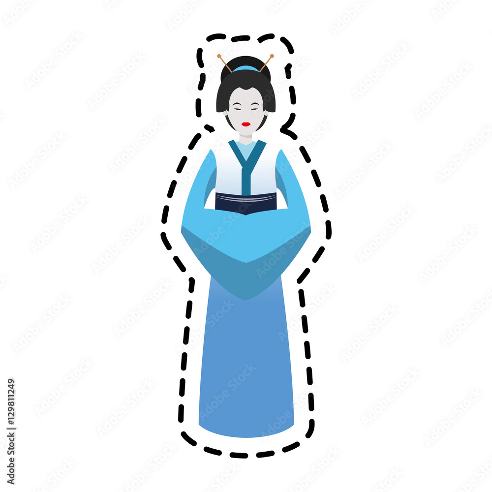 Woman icon. China cultura asia chinese theme. Isolated design. Vector ...