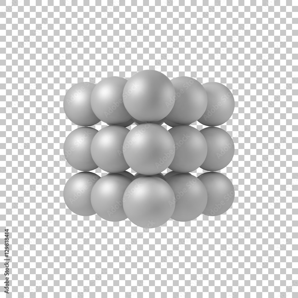 White abstract array with pearl spheres, balls, atom, molecule grid ...