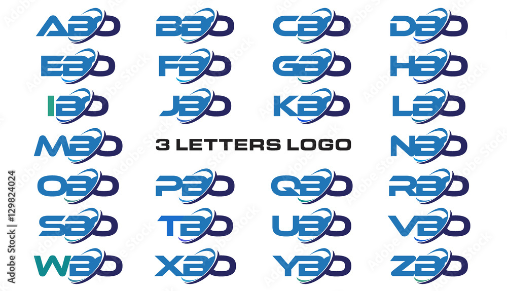 3 letters modern generic swoosh logo ABO, BBO, CBO, DBO, EBO, FBO, GBO, HBO, IBO, JBO, KBO, LBO ...