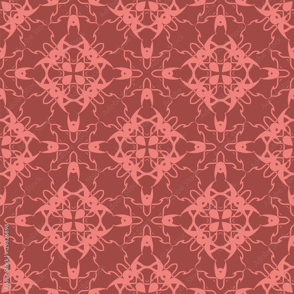 Red Ornamental Seamless Line Pattern. Endless Texture. Oriental ...