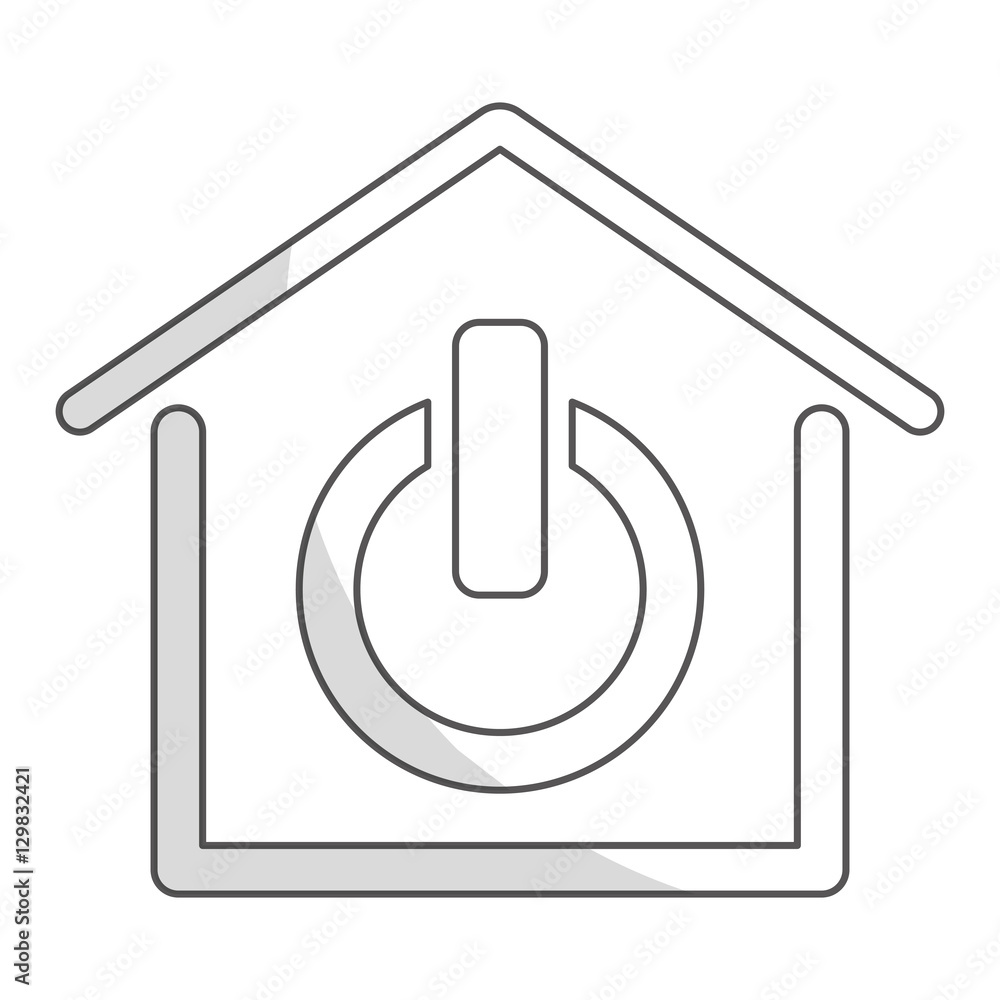 house with power button icon over white background. smart house design ...