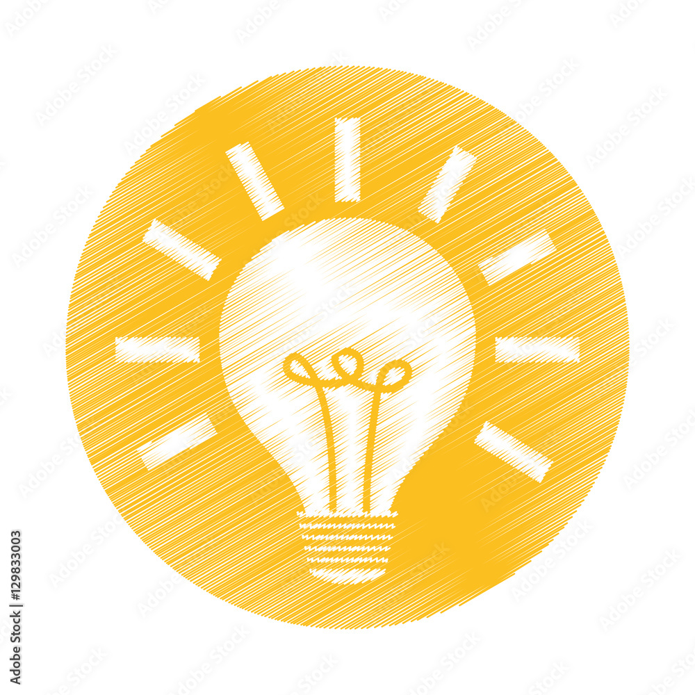 bulb light icon inside yellow circle over white background. colorful ...