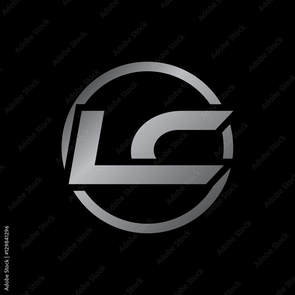 Initial Letter Logo With Circle Silver Color LC Stock Vektorgrafik initial-letter-logo-with-circle-silver-color-lc-stock-vektorgrafik