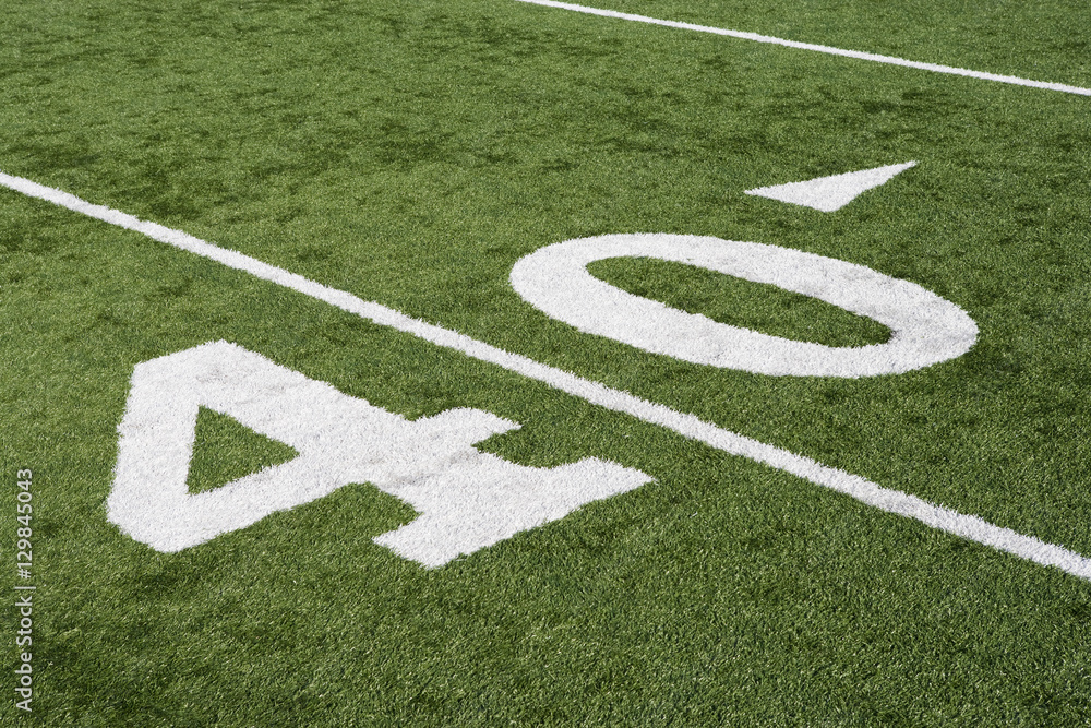 40 yard line on American football field in stadium Stock Photo | Adobe ...