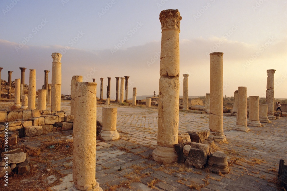 Roman ruins of Umm Qais, the biblical Decapolis city of Gadara, Jordan ...