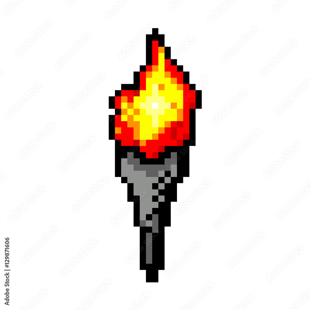 pixel art torch Stock Vector | Adobe Stock