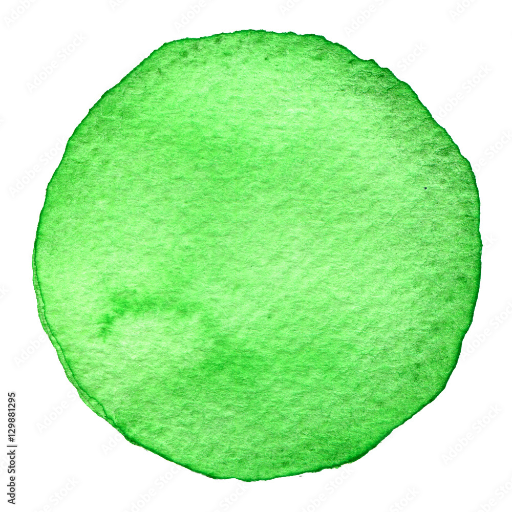 Green watercolor circle. Stain with paper texture. Design element ...