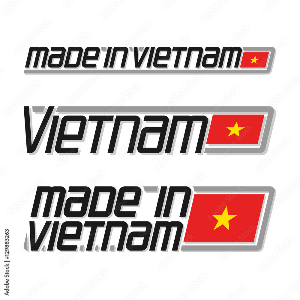 Vector illustration logo "made in Vietnam", three isolated vietnamese ...