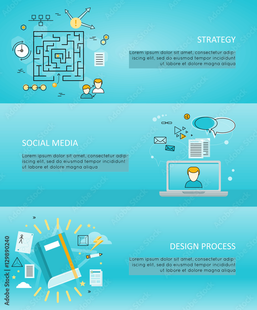 Set of Creative Process and Share Vector Banners. Stock Vector | Adobe ...