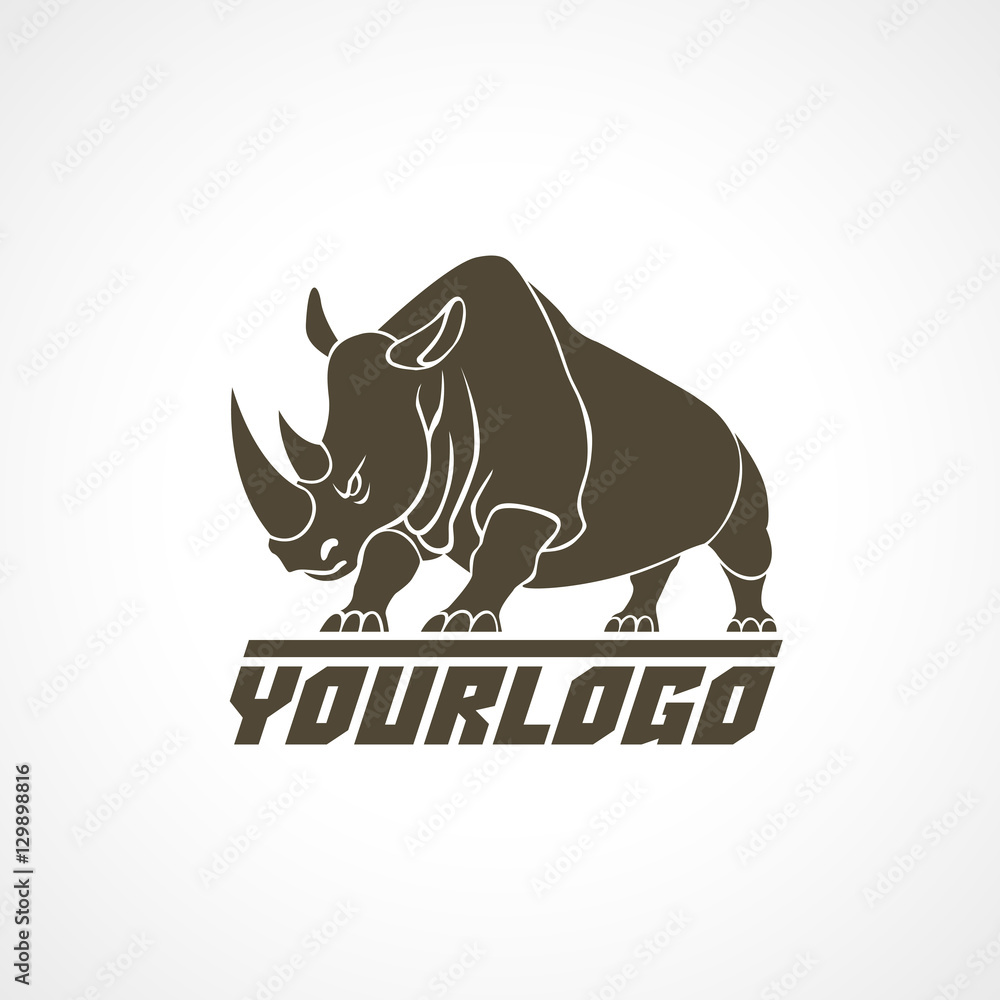 Rhino security logo sign emblem pictogram black vector illustration on ...
