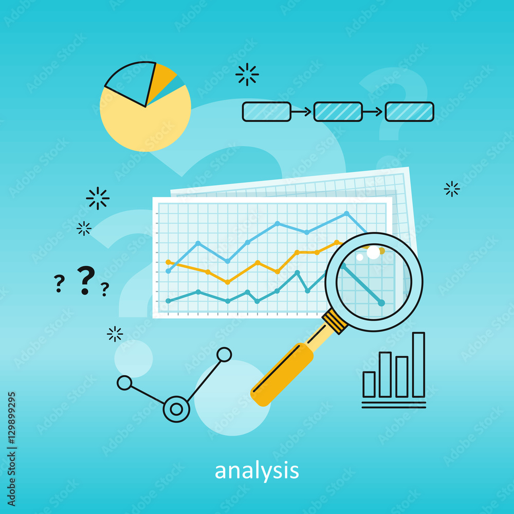 Magnifier with Diagram on Squared Paper Stock Vector | Adobe Stock