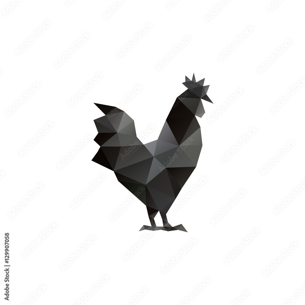 Triangle rooster design silhouette.Hand drawn minimalism style vector ...