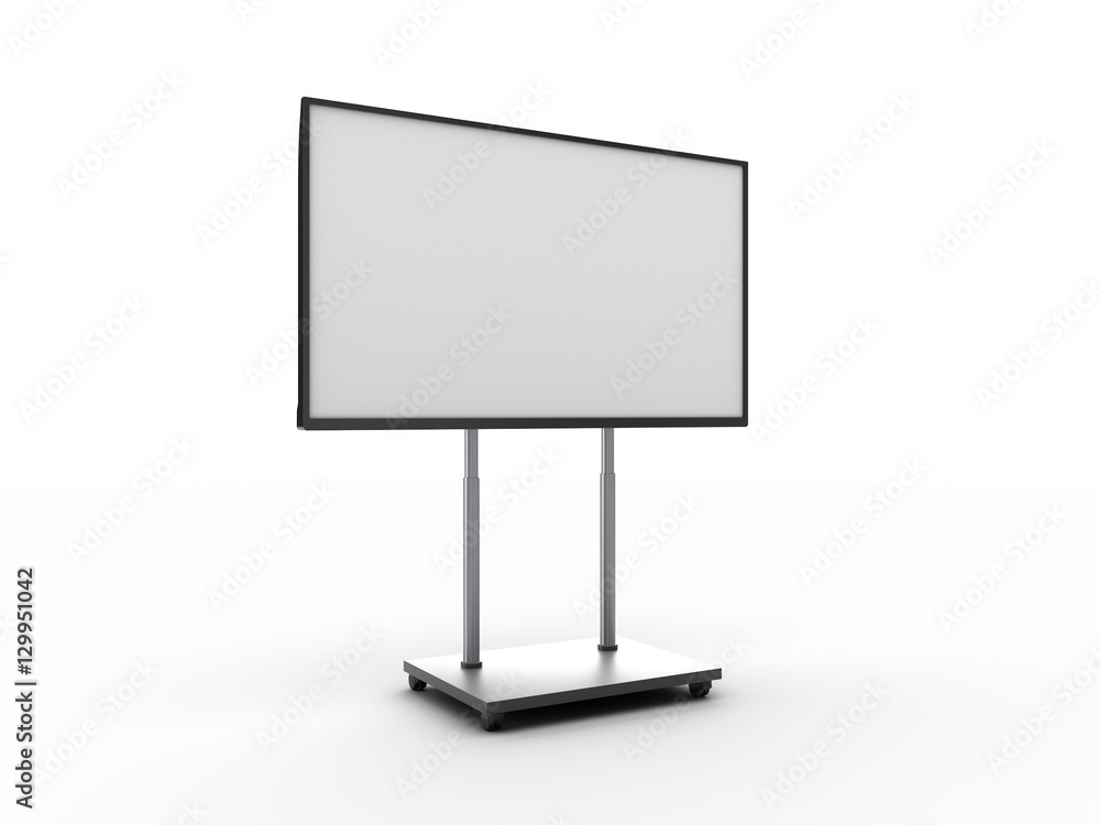 Display with white screen on mobile stand angled view 3d illustration ...