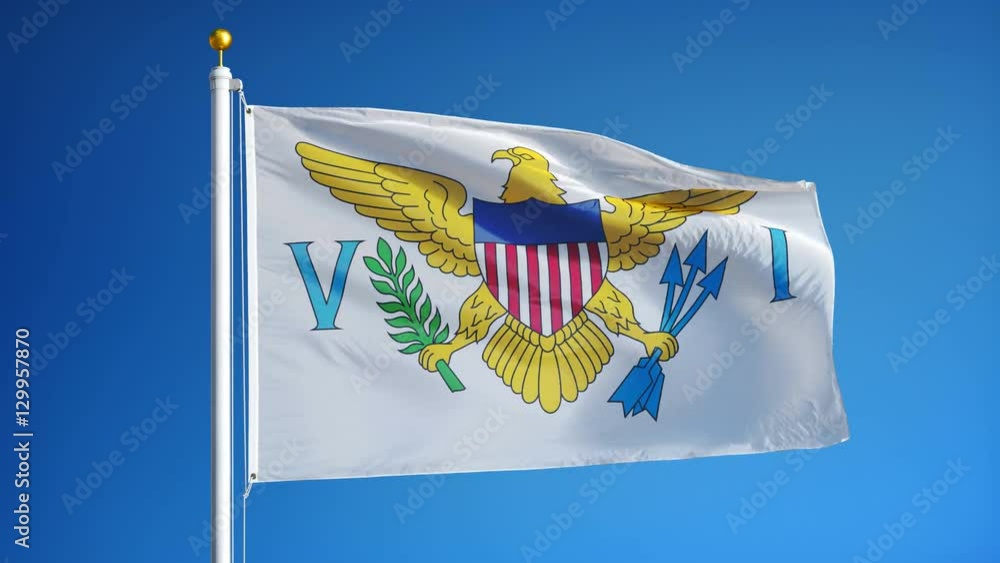 Virgin Islands of the United States flag waving in slow motion against ...
