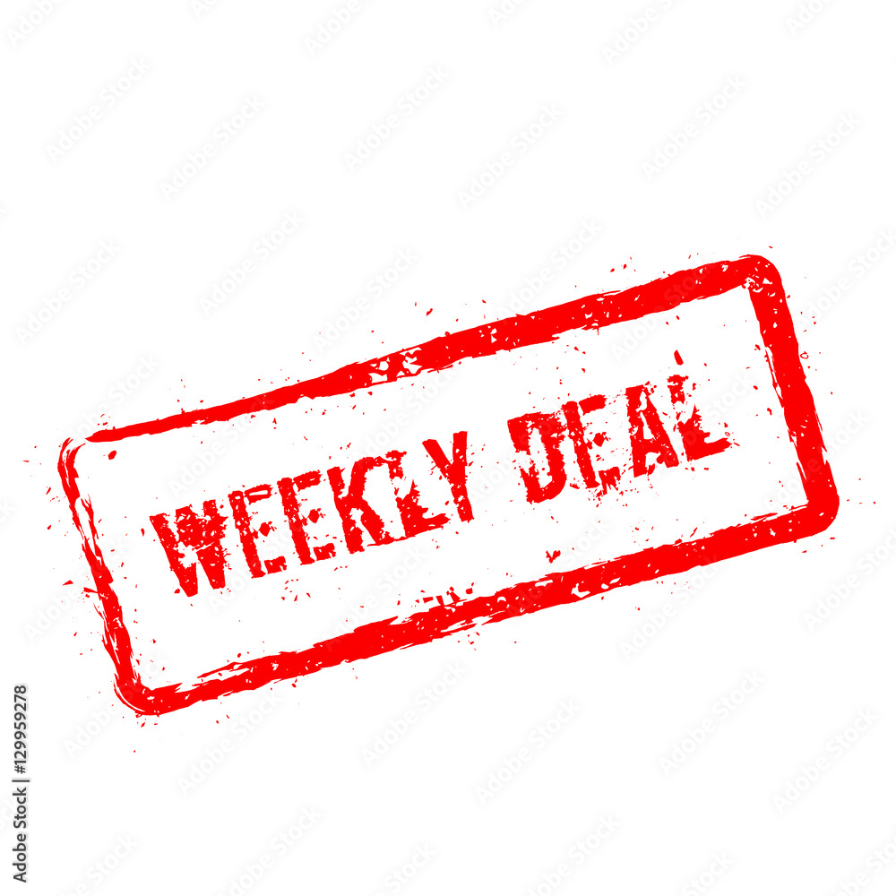 Weekly deal red rubber stamp isolated on white background. Grunge ...